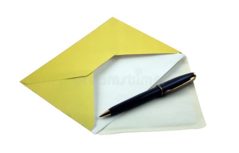 Letter Paper, Envelope and Pen Stock Image - Image of isolated, lines ...