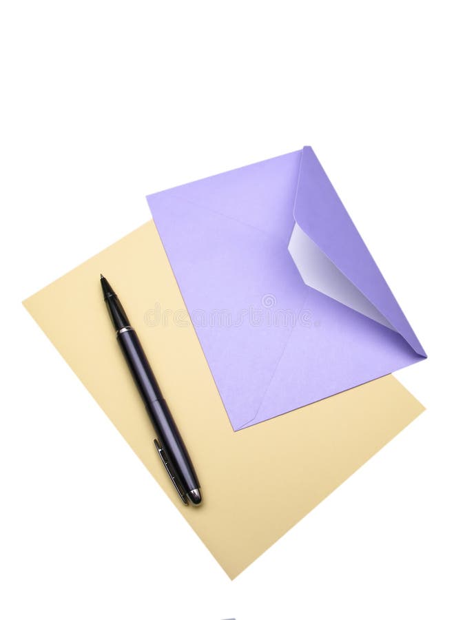Letter Paper, Envelope and Pen Stock Image - Image of commercial ...