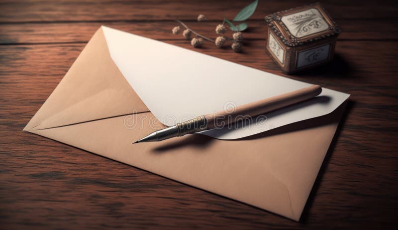 Envelope with Pen on the Table, Background, Wallpaper Stock ...