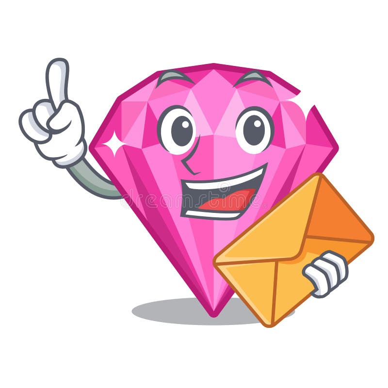 With Envelope Pink Diamond Isolated with the Cartoon Stock Vector ...