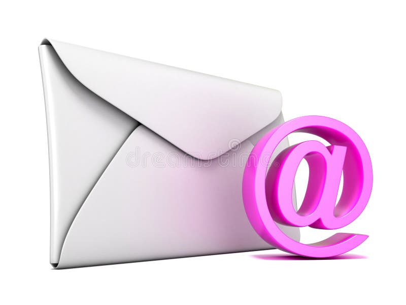 Envelope and Pink Email Symbol. 3D Render Stock Illustration ...