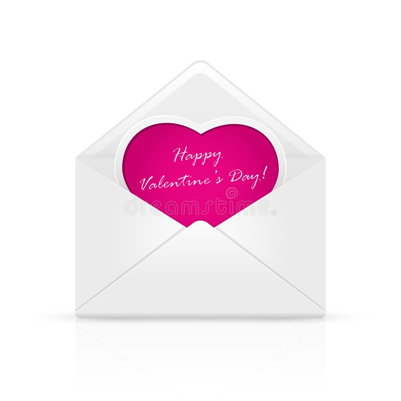 Envelope with Pink Valentines Heart Stock Vector - Illustration of ...