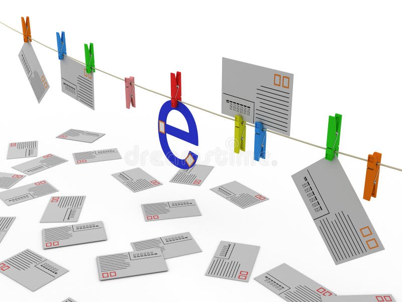 Envelope with pins stock illustration. Illustration of clothesline ...