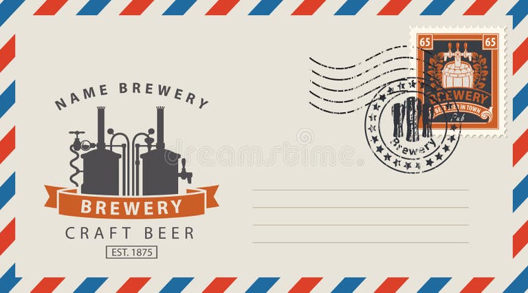Envelope with a Postage Stamp for a Beer Pub Stock Vector ...