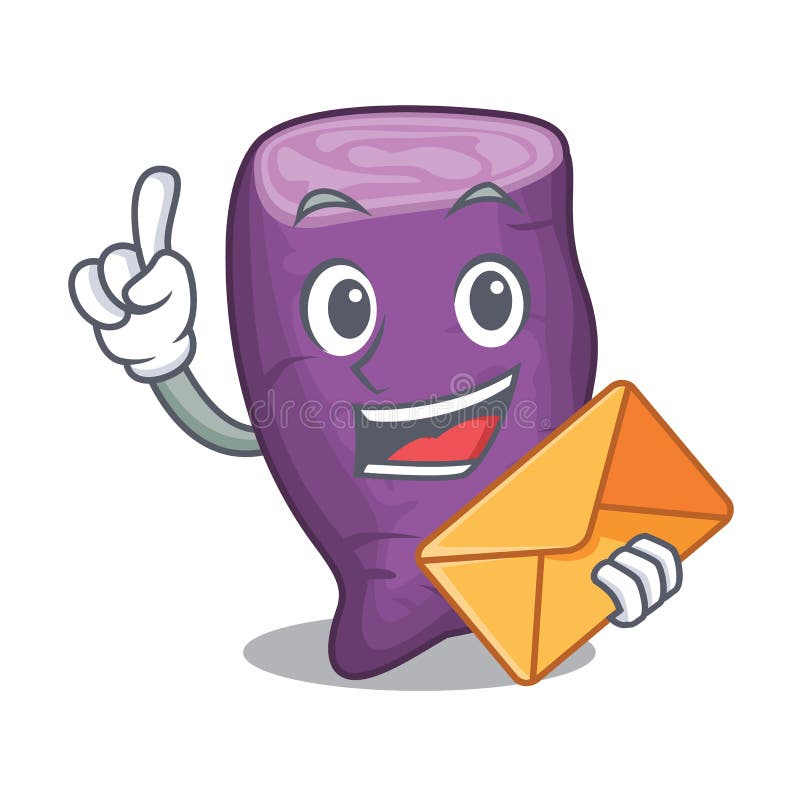 With Envelope Purple Sweet Purple in Cartoon Shape Stock Vector ...