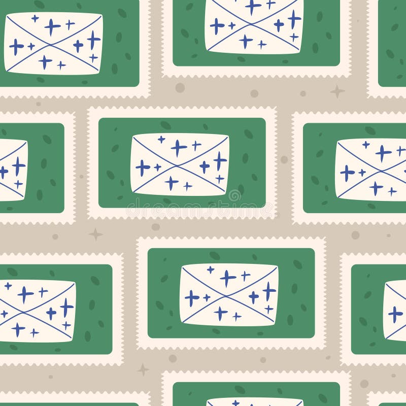 Envelope Quilted Seamless Pattern. Christmas Repeat Background. Letter ...