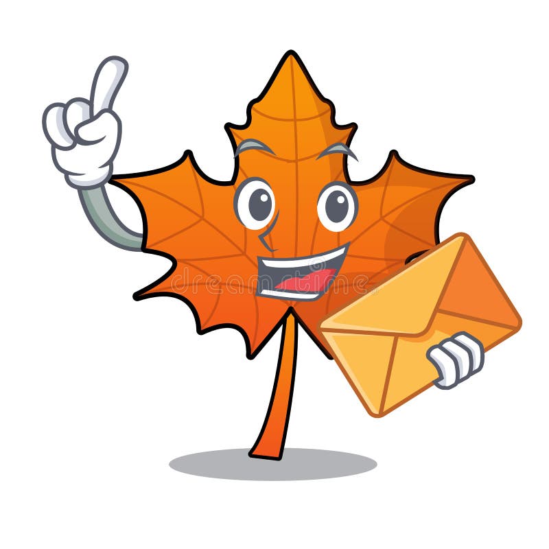 With Envelope Red Maple Leaf Character Cartoon Stock Vector ...