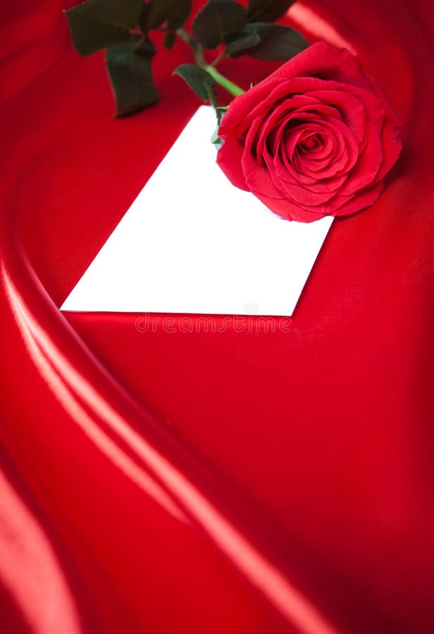 Envelope and Red Rose Over Silk Background Stock Image - Image of love ...