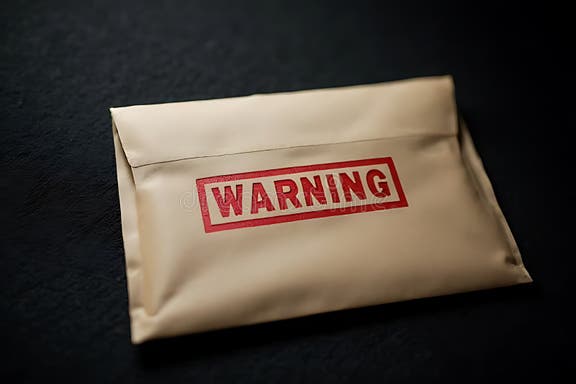 An Envelope with a Red WARNING Stamp Sits on a Dark Background Texture ...