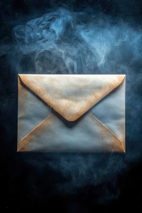 Mysterious Envelope Surrounded by Swirling Smoke on a Dark Surface ...
