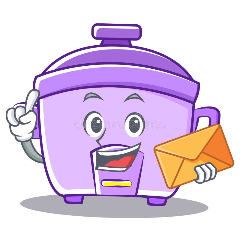 With Envelope Rice Cooker Character Cartoon Stock Vector - Illustration ...