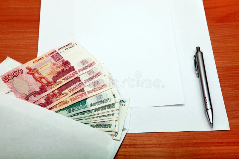 Envelope with a Money and Empty Paper Stock Photo - Image of leaf, cash ...