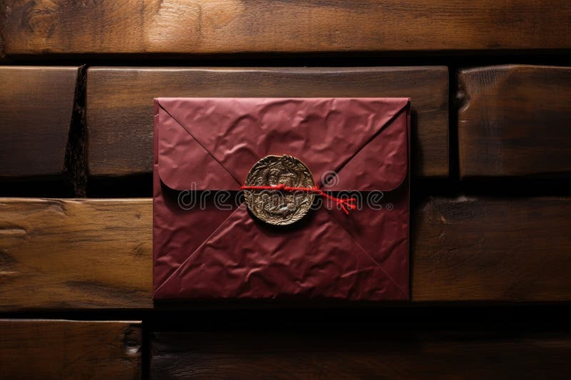 Envelope Sealed with a Wax Stamp on Rustic Wood Stock Photo - Image of ...