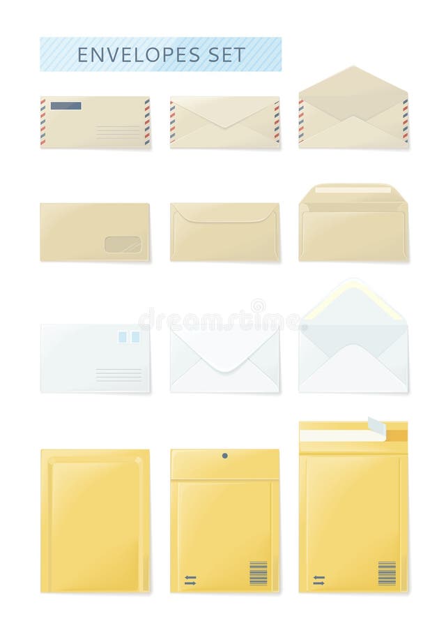 Envelope Set Open and Close Design Flat Stock Vector - Illustration of ...