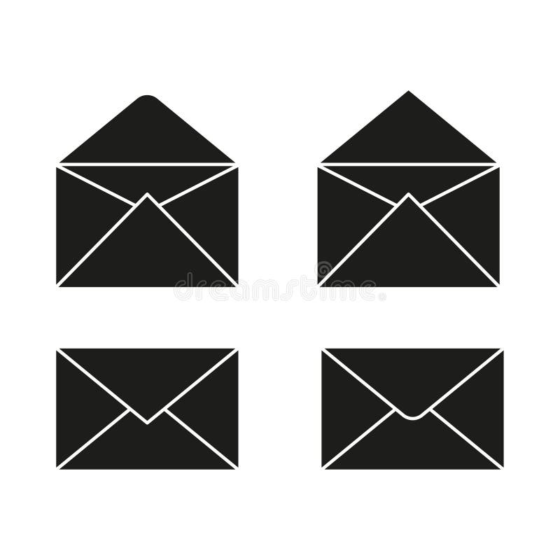Envelope Shape Icon. Vector Mail Symbol. Black Letter Figure. Geometric ...