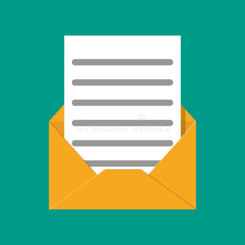 Envelope with Sheet of Paper. Mail Concept Stock Vector - Illustration ...