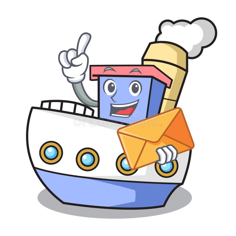 With Envelope Ship Character Cartoon Style Stock Vector - Illustration ...