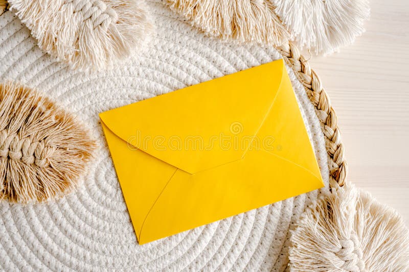 Envelope on Simple Boho Design Background Stock Photo - Image of rough ...