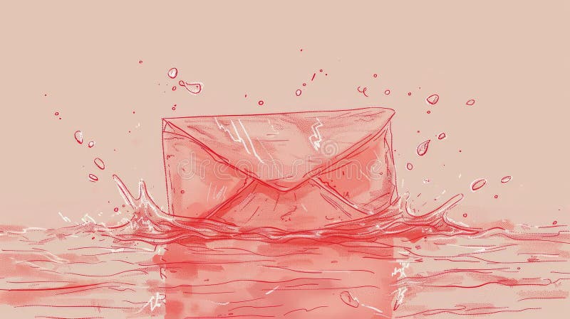 Envelope Sinking in Water with Red Tones and Splash Effects Stock Image ...