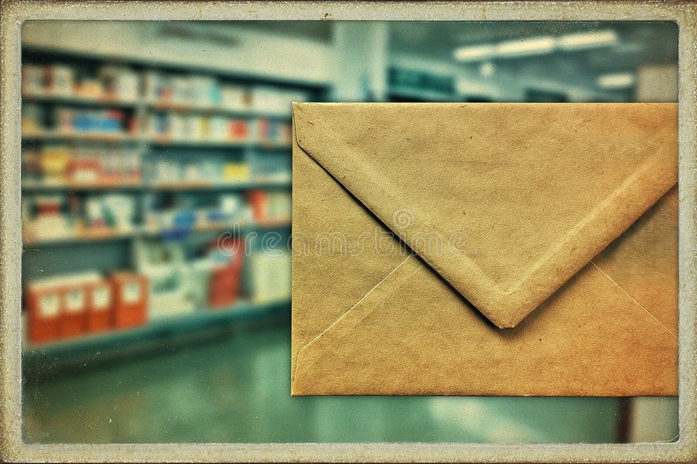 Envelope Sits Prominently in Foreground with Library Shelves Visible in ...