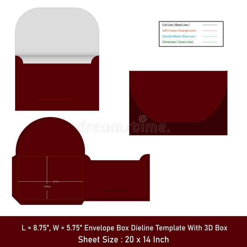 Envelope Size 8.75x5 stock vector. Illustration of dieline - 329107304