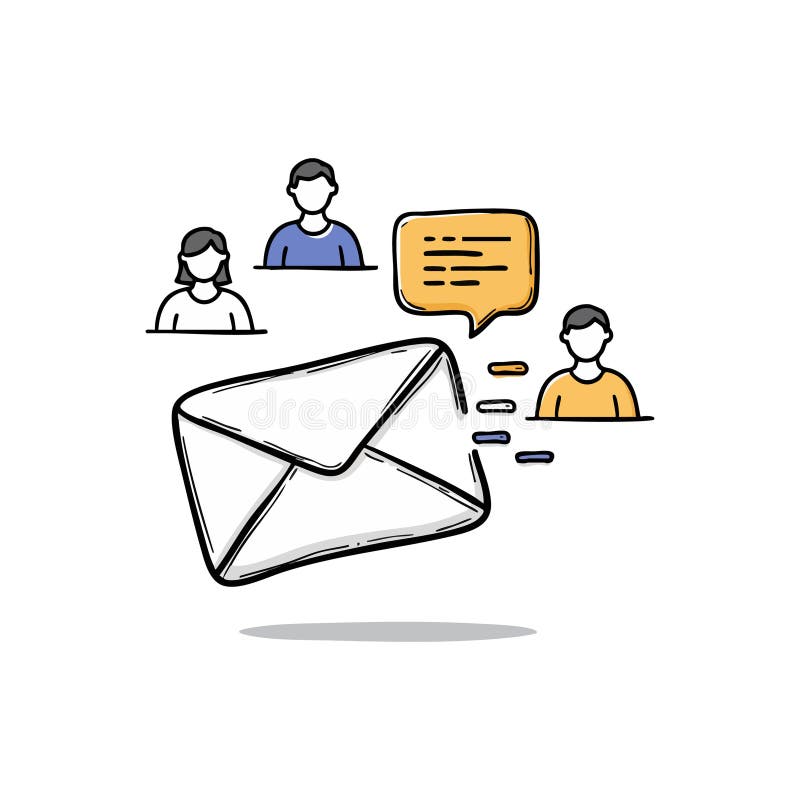 Envelope with Speech Bubble and People Icons Representing Communication ...