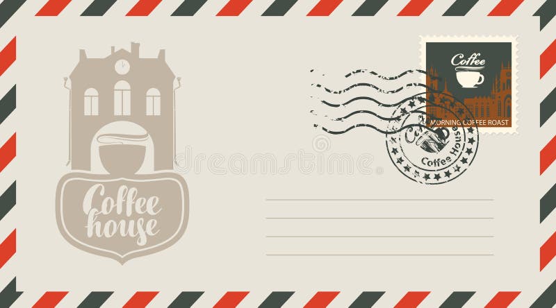 Envelope with a Stamp for a Coffee House Stock Vector - Illustration of ...