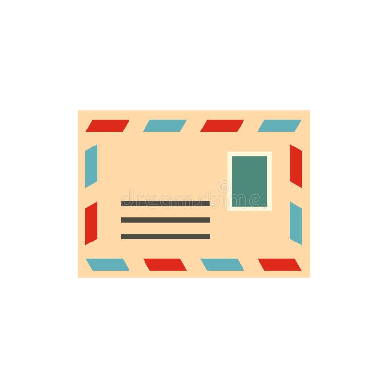 Envelope with Stamp Icon, Flat Style Stock Illustration - Illustration ...