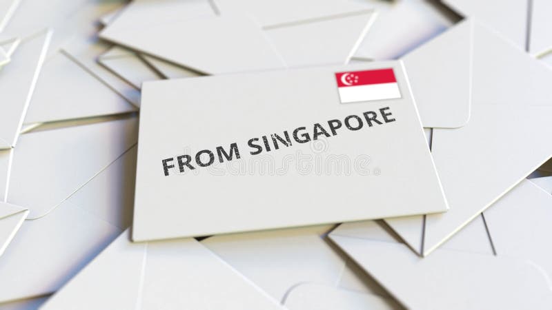 Envelope with from Singapore Stamp among Other Envelopes. International ...