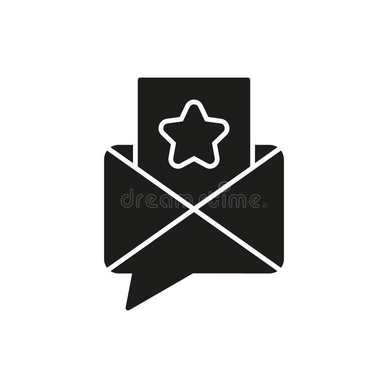 Envelope with Star Solid Icon. Special Announcement, Priority Mail, Vip ...
