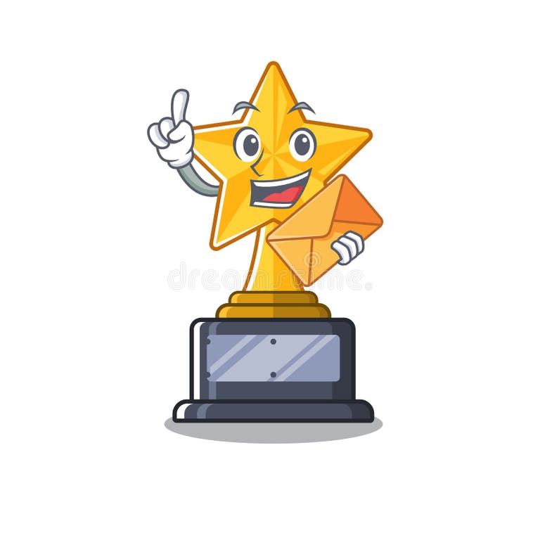 With Envelope Star Trophy with the Character Shape Stock Vector ...