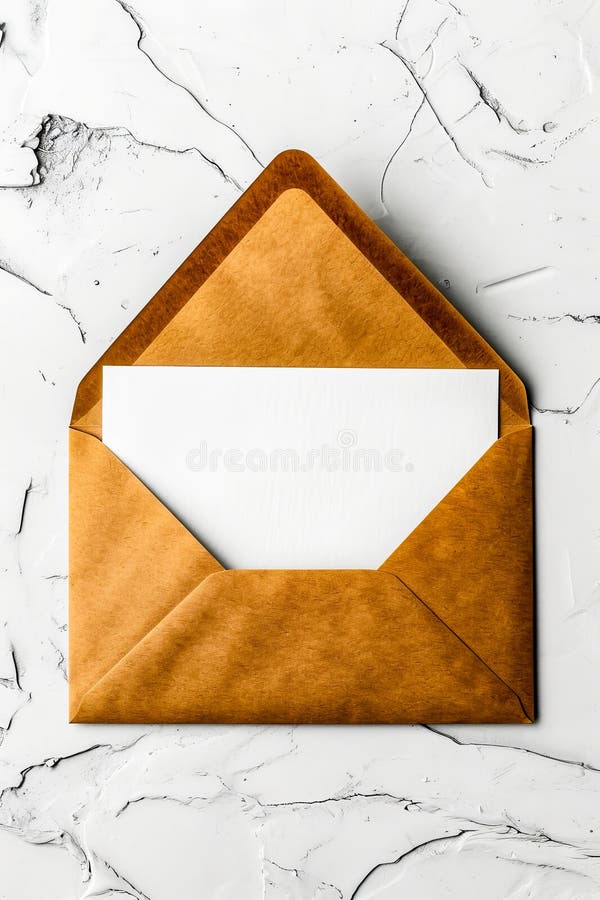 Envelope with Tan Colored Front and White Paper Inside. Generative AI ...