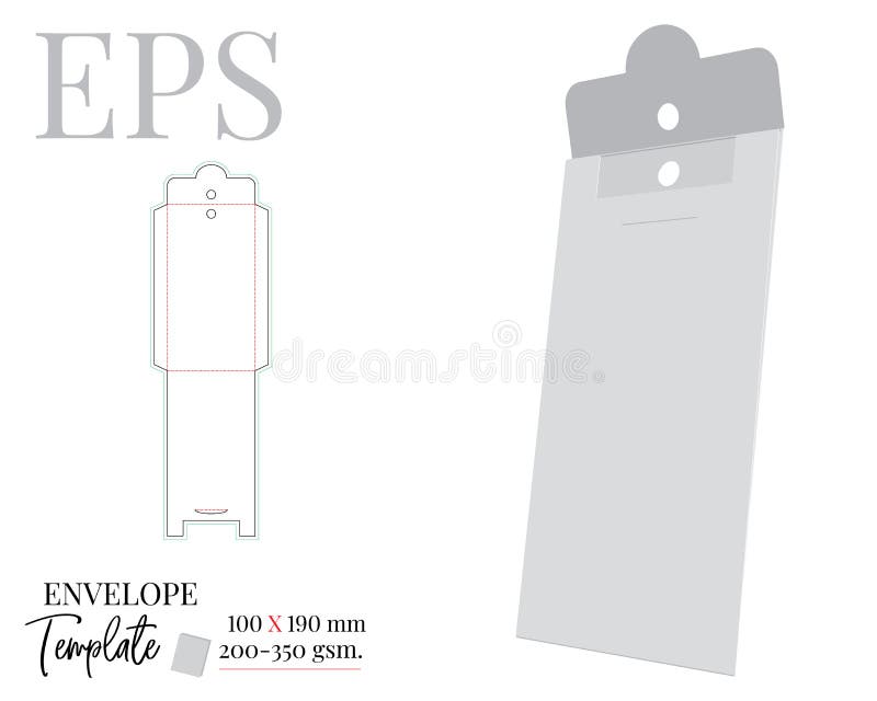 Envelope Template with Die Line, Vector with Die Cut / Laser Cut Layers ...