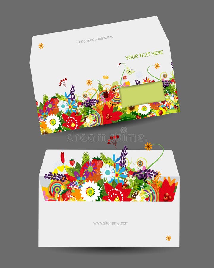 Envelope Template, Floral Design Stock Vector - Illustration of ...