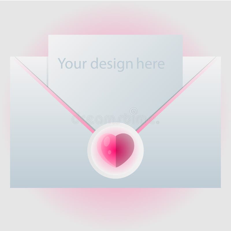 Envelope Template with Heart Stamp Stock Vector - Illustration of ...