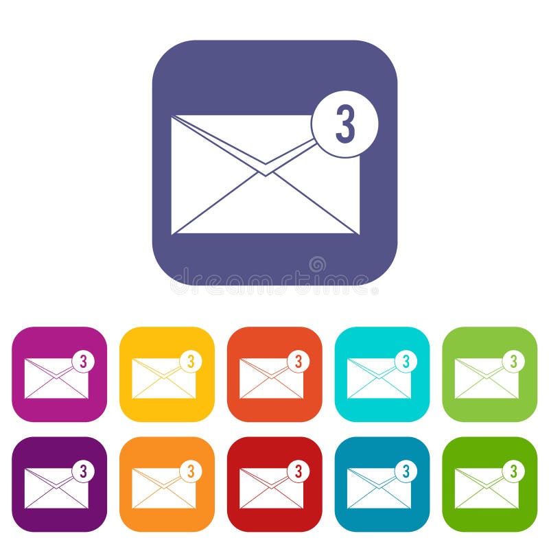 Envelope with Three Messages Icons Set Stock Vector - Illustration of ...