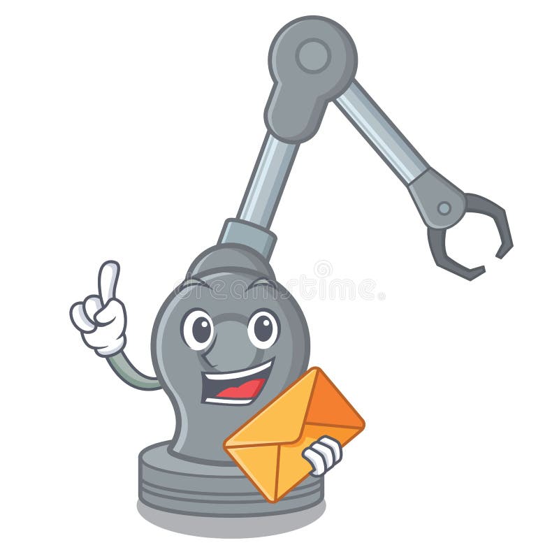 With Envelope Toy Robotic Arm Machine on Cartoon Shape Stock Vector ...