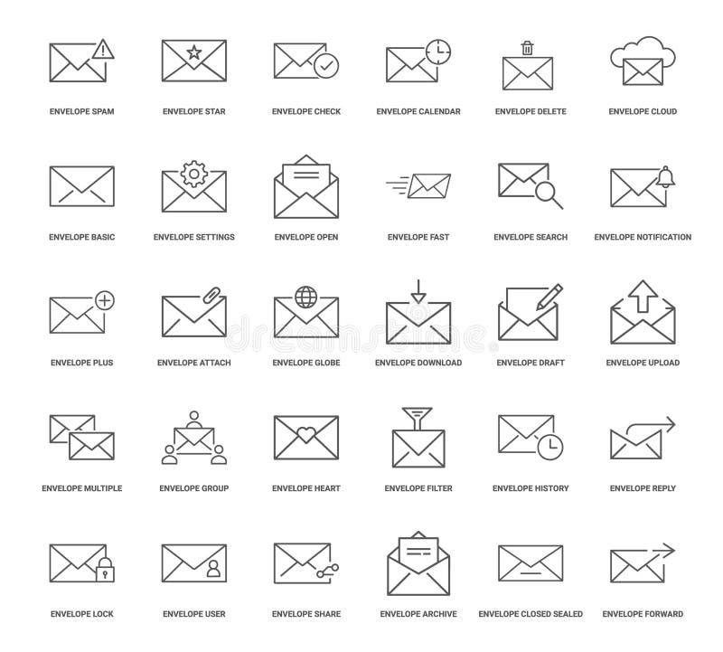 Envelope Types Communication Message Functionalities Collection Linear ...