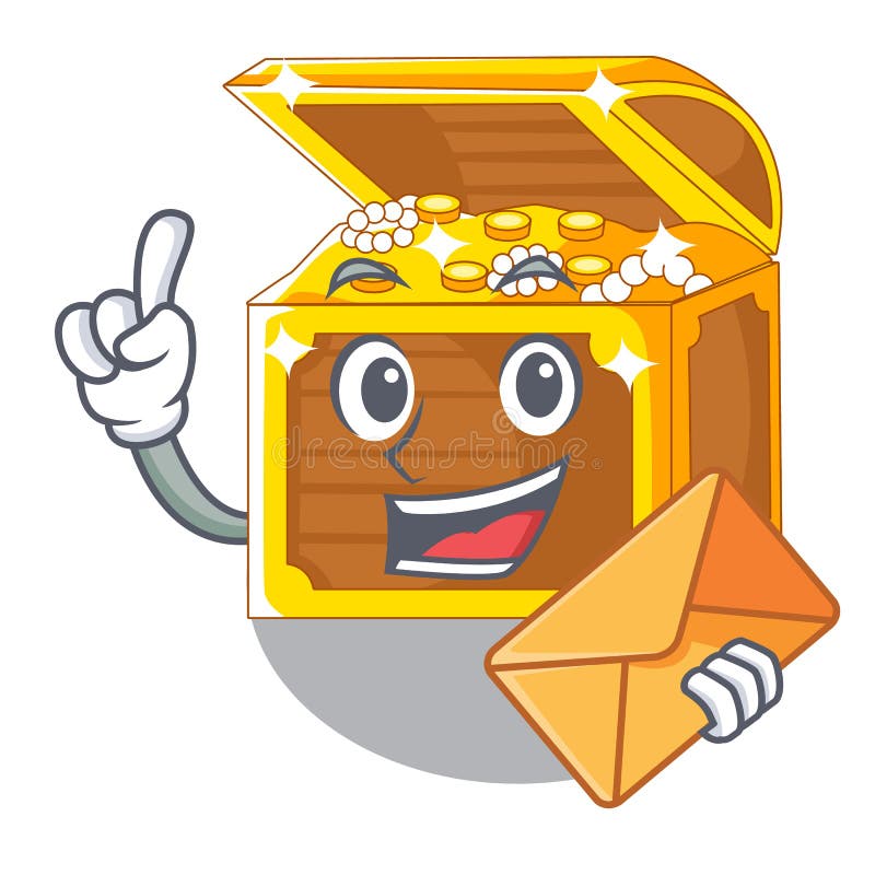 With Envelope Underwater Treasure in the Shape Characters Stock Vector ...