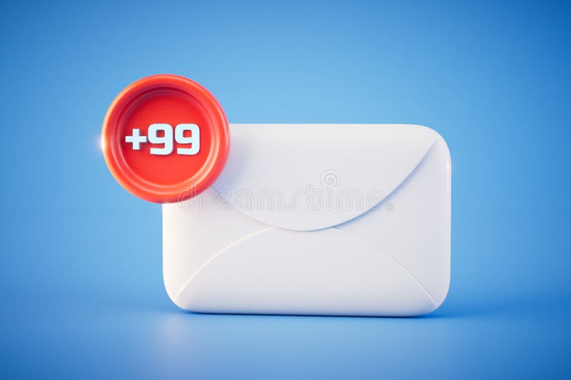 Envelope of an Unread Message on a Blue Background. 3D Render Stock ...