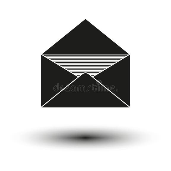 Envelope Vector Icon. Open Black Envelope. Striped Lining Pattern ...
