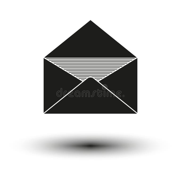 Envelope Vector Icon. Open Black Envelope. Striped Lining Pattern ...