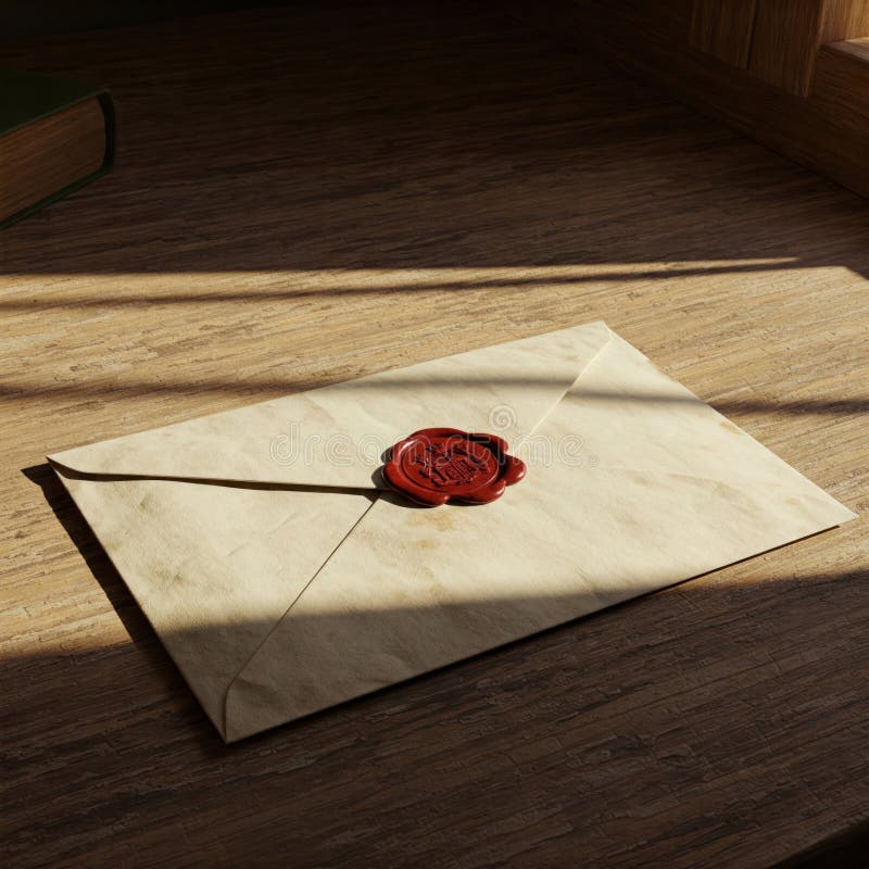 Envelope with Wax Seal on the Sunny Floor. Stock Image - Image of ...