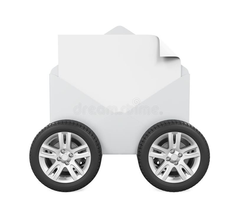 Envelope with Wheels Isolated Stock Illustration - Illustration of fast ...