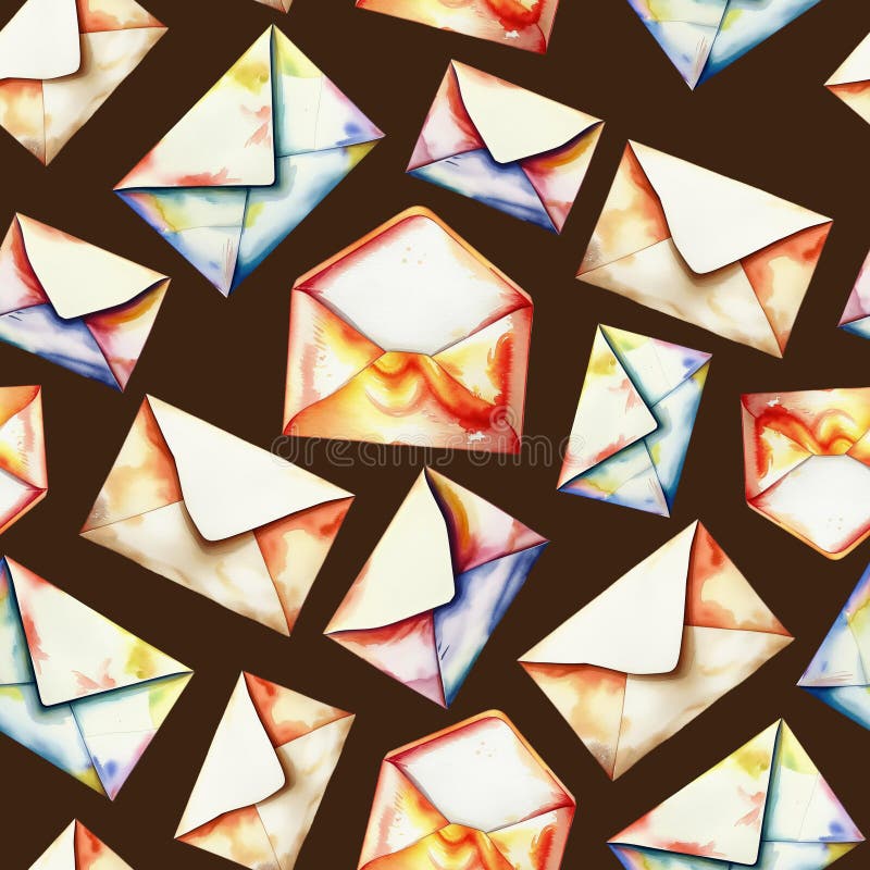 Envelope for Writing, Pattern, Seamless Texture. Watercolor ...