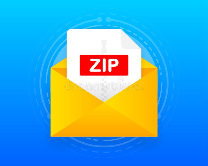 Envelope with ZIP File. Laptop and Email with ZIP Document Attachment ...