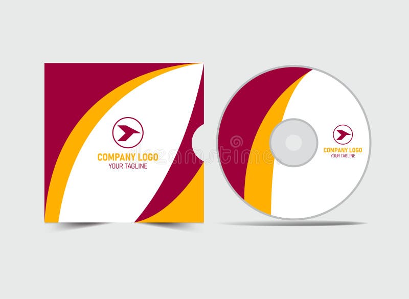 CD Cover Case Template Maroon and Yellow Design Creative Modern Album ...