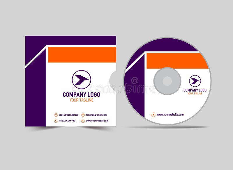 CD Cover Case Template Purple and Orange Design Creative Modern Stock ...