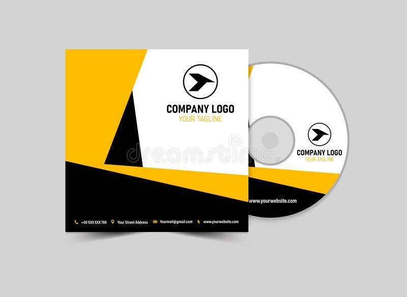 CD Cover Case Template Design Black and Yellow Creative Modern Stock ...
