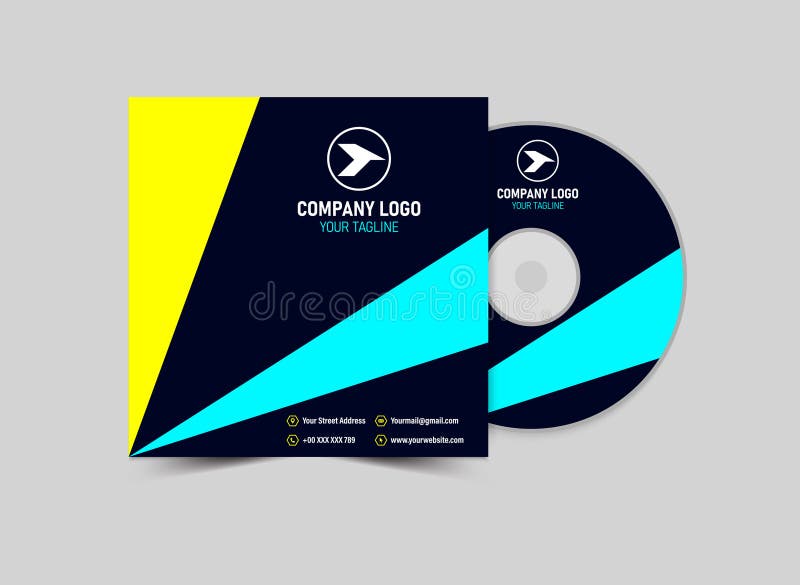 CD Cover Case Template Design Blue and Yellow Creative Modern Stock ...